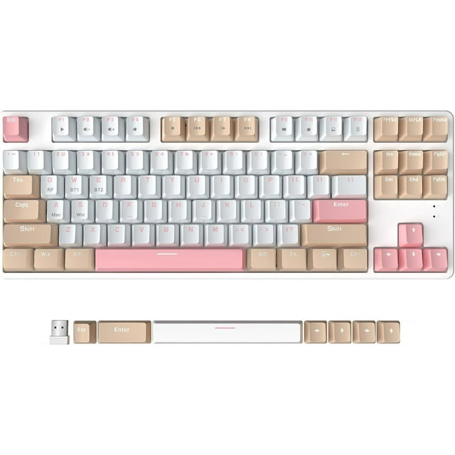 A.JAZZ Wireless Mechanical Keyboard, Dual Mode BT5.0/2.4G with 87 TKL Hot Swap Bluetooth Gaming ...