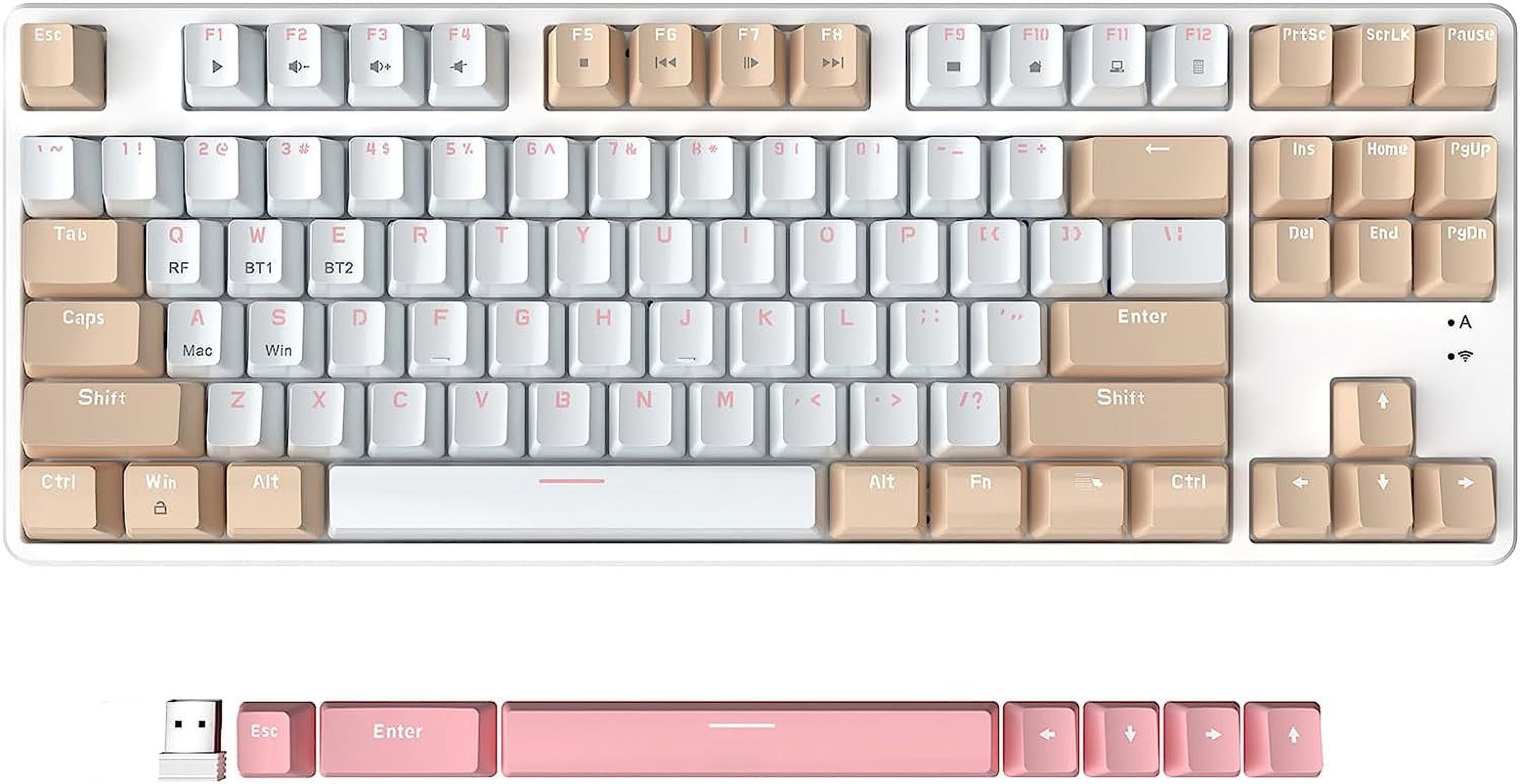 A.JAZZ Wireless Mechanical Keyboard, Dual Mode BT5.0/2.4G with 87 TKL ...