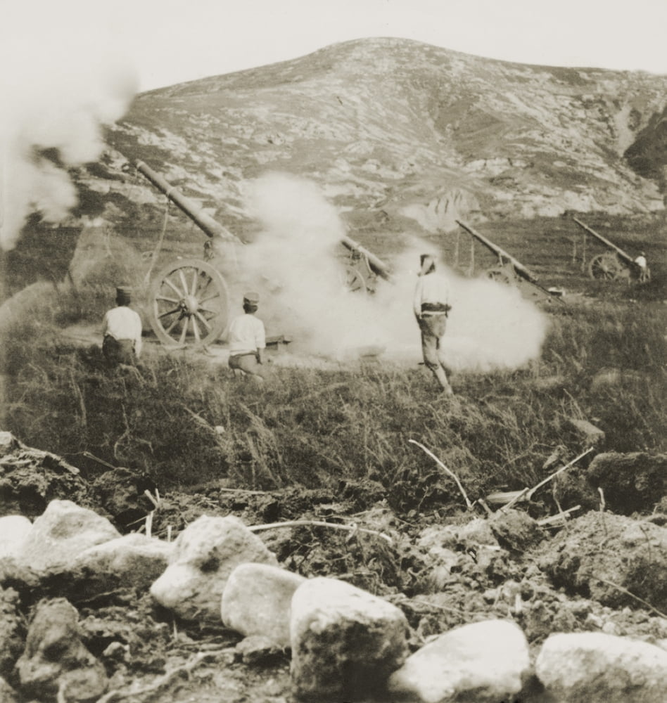 A Japanese Field Battery Firing Shells Into Russian Positions During ...