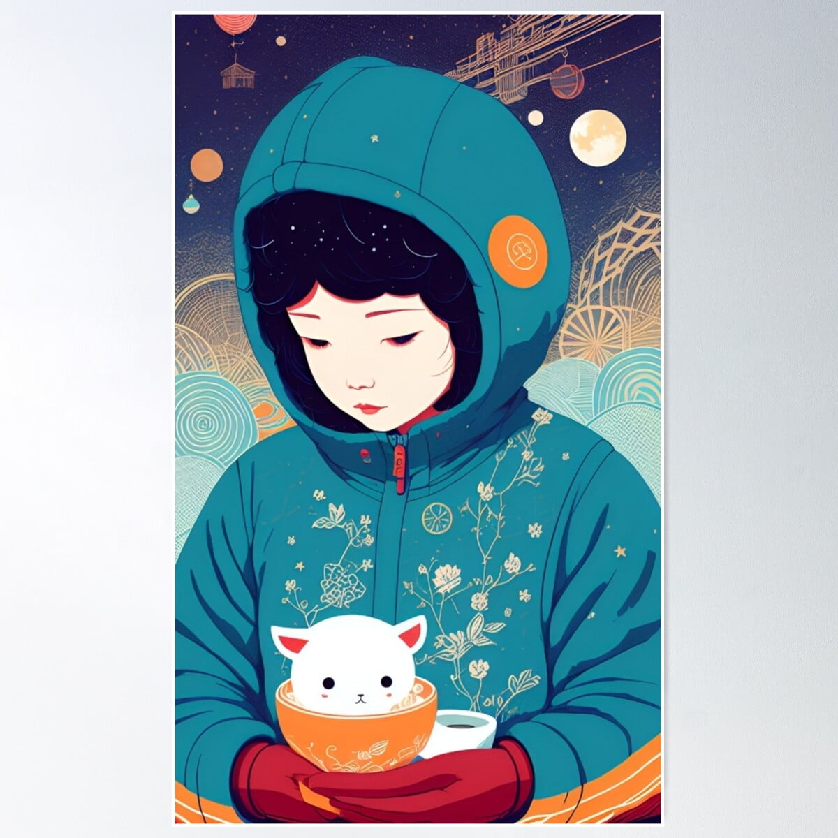 A Japanese Girl In A Futuristic Setting Vintage Cyberpunk Poster Wall ...