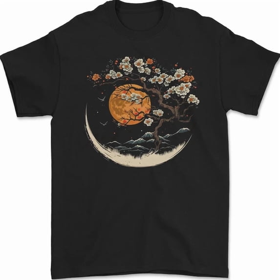 A Japanese Style Tree On A Moon Fantasy T-Shirt - Walmart.com