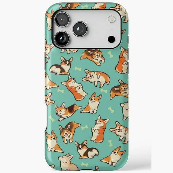 A Jolly Corgis in Green Themed Cute Dog Pattern iPhone 11 through 17 ...