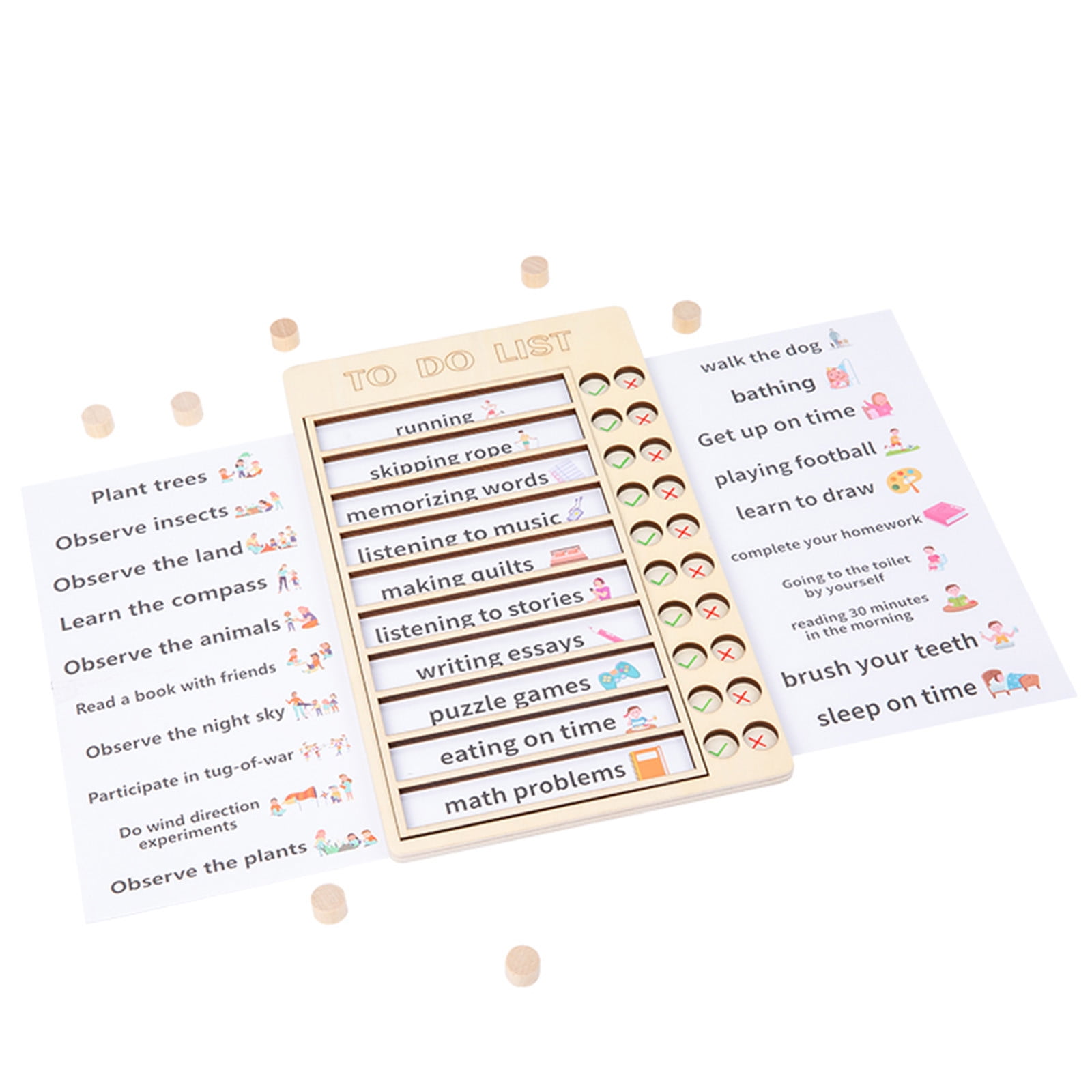 A Kids Habit Tracker Punch Board 21 Days Routine Chart Wooden Time ...