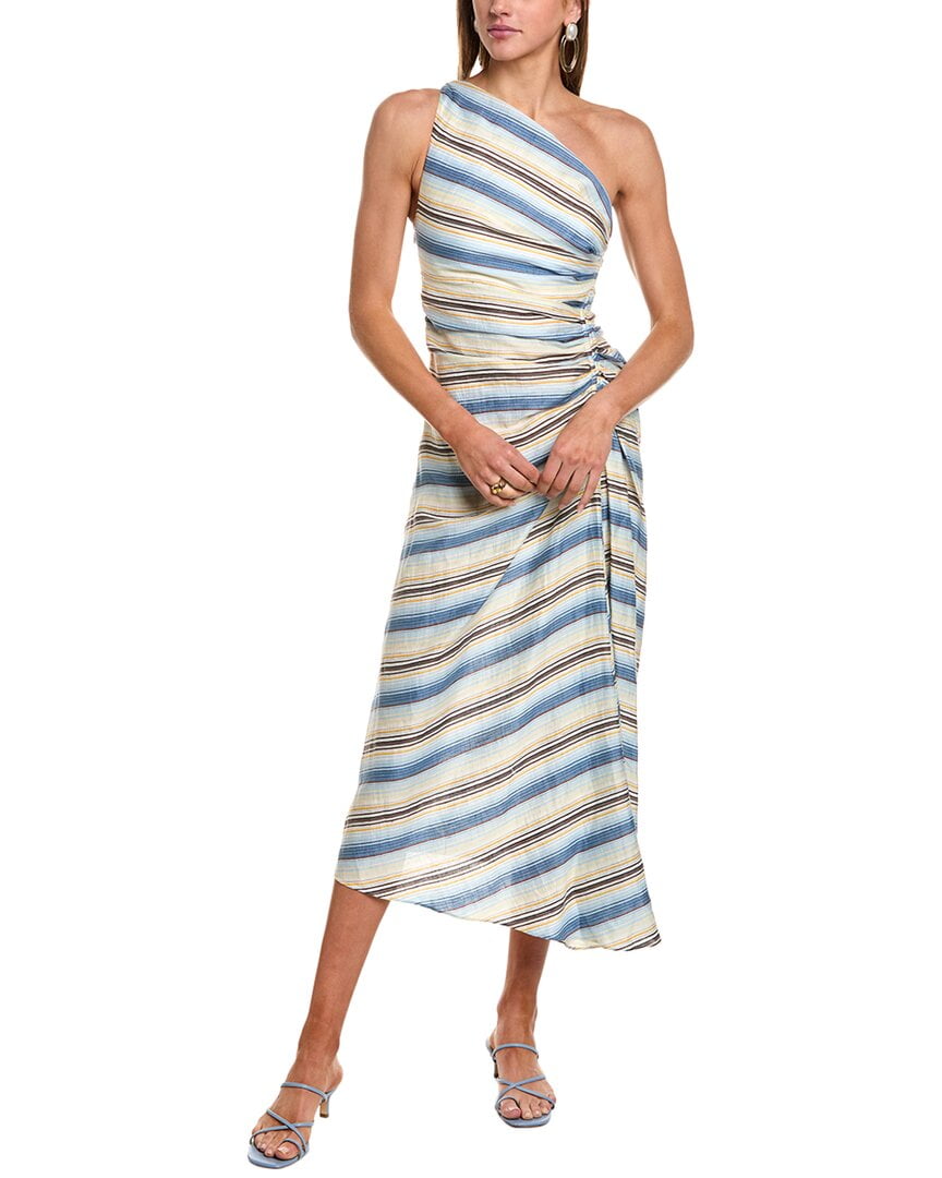 A.L.C. womens Carolyn Linen-Blend Midi Dress, 6, Blue - Walmart.com