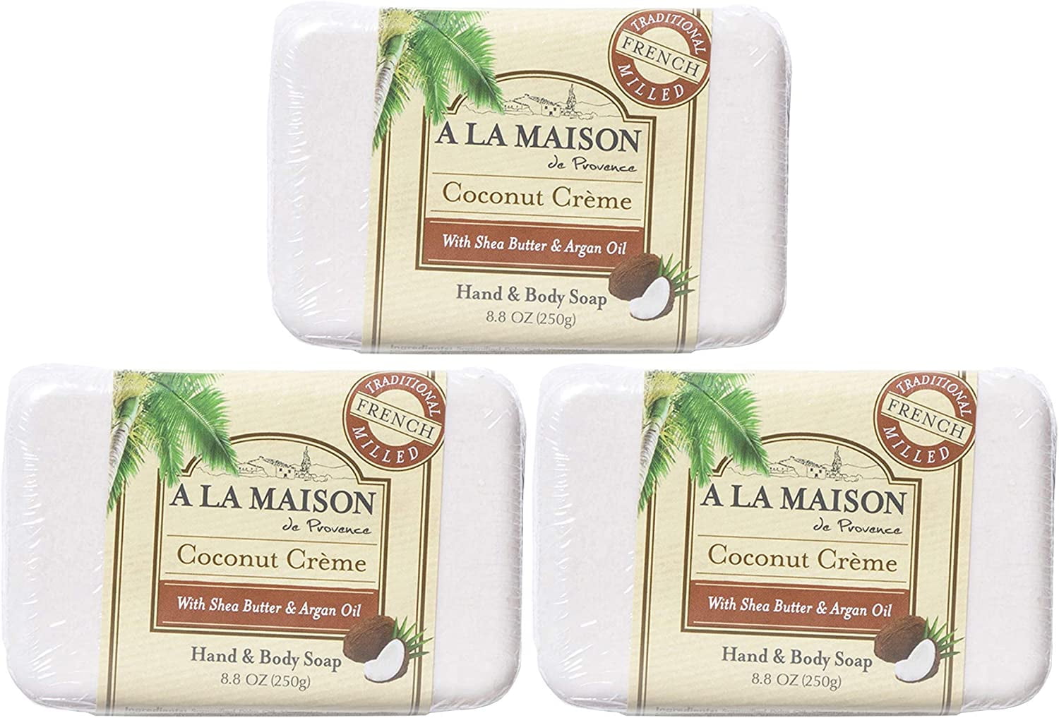 A La Maison Coconut Creme Bar Soap, Triple French Milled, Moisturizing ...