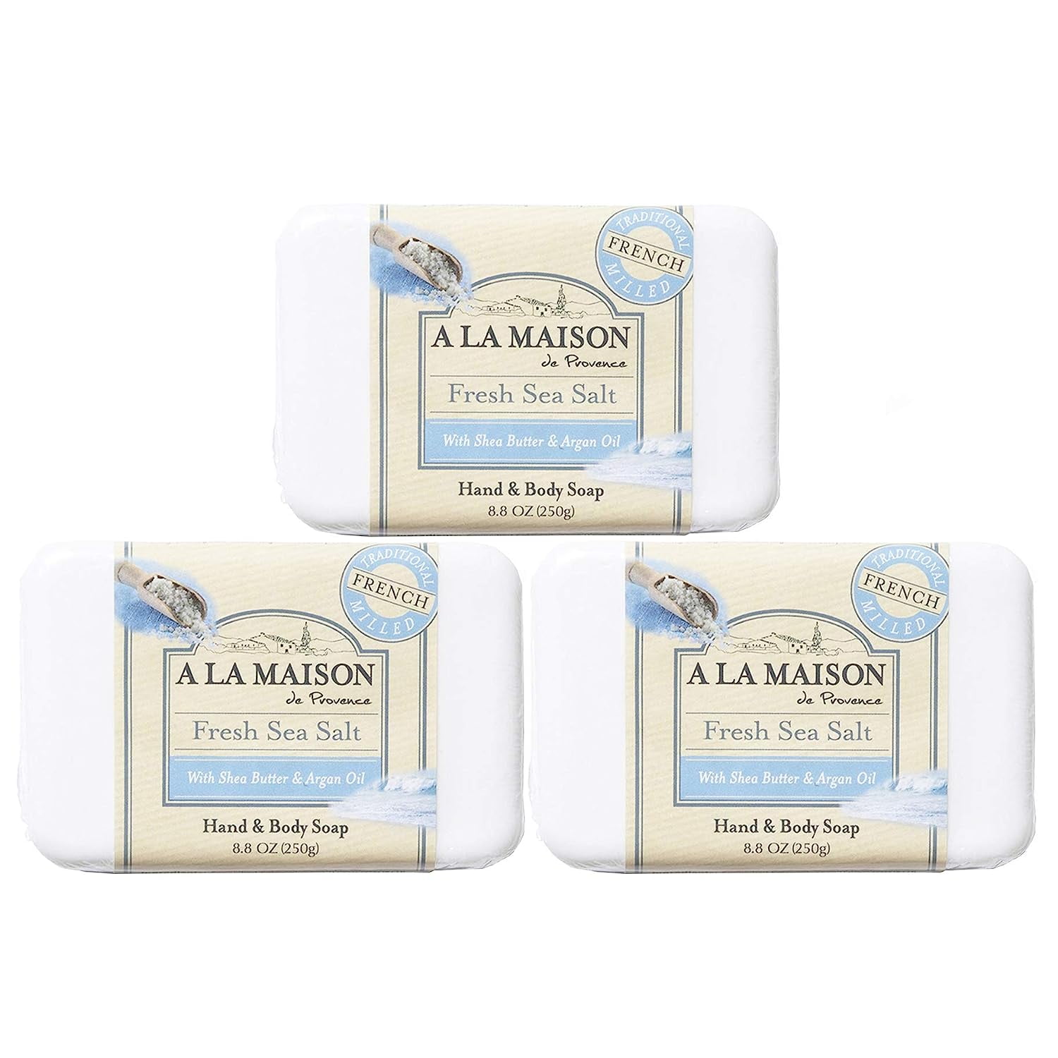 A LA MAISON Fresh Sea Salt Bar Soap - Triple French Milled Natural ...