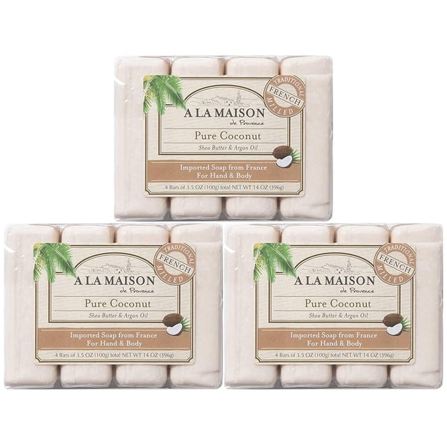 A LA MAISON Pure Coconut Bar Soap - Triple French Milled Natural ...