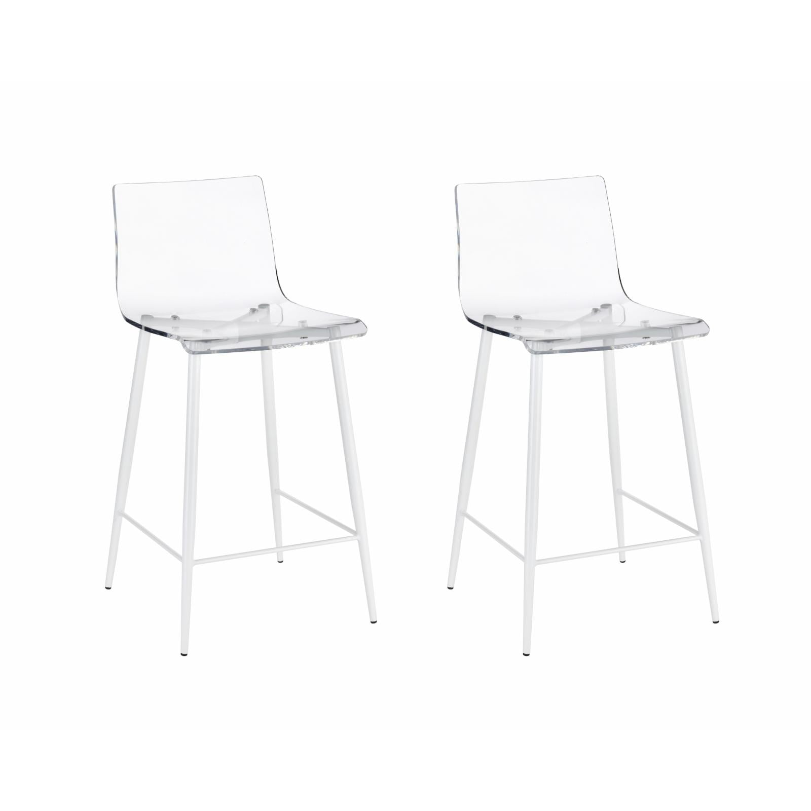 A La Carte Transparent Acrylic Kitchen Counter Stools with White Metal ...