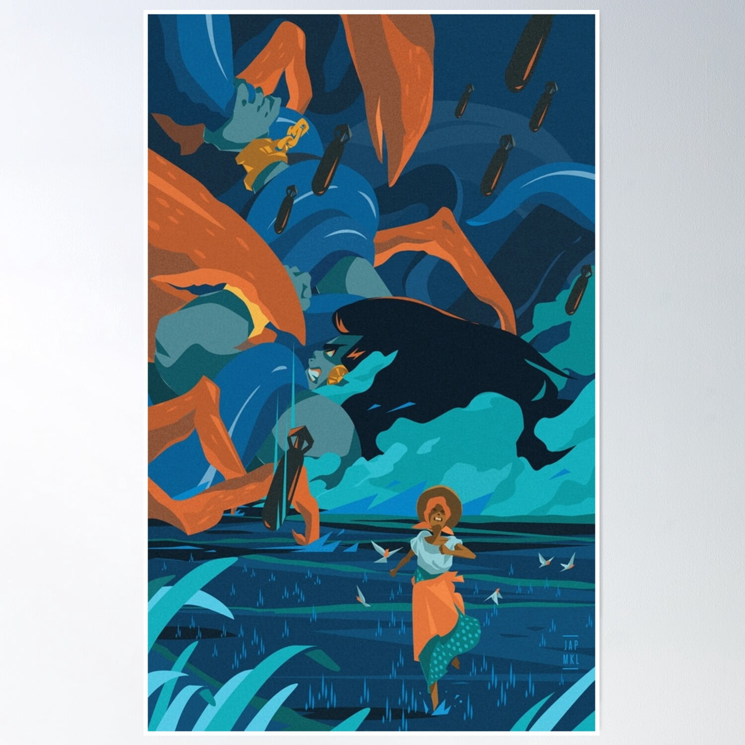 A Lady Run To Save Her Life Poster Wall Art, Modern Wall Decor, 8x12 ...