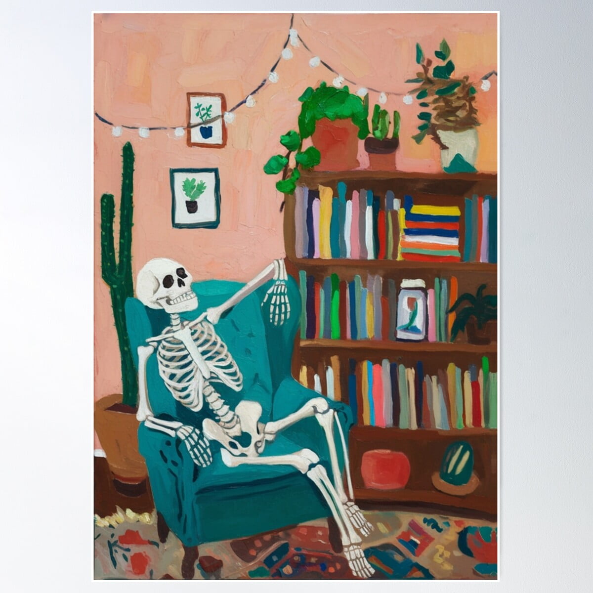 A Laid-Back Skeleton Dude Is Chilling In A Chair. Poster Wall Art ...