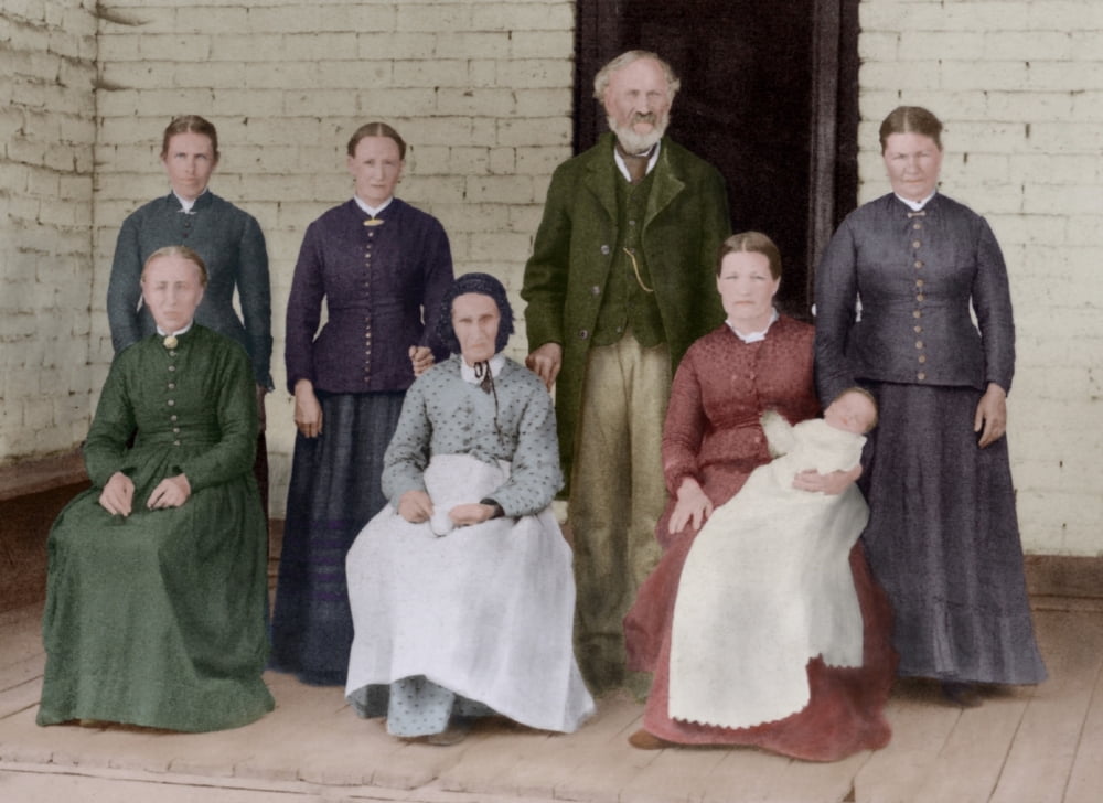 A Latter Day Saint Plural Marriage Portrait. A Middle Aged Man Poses ...