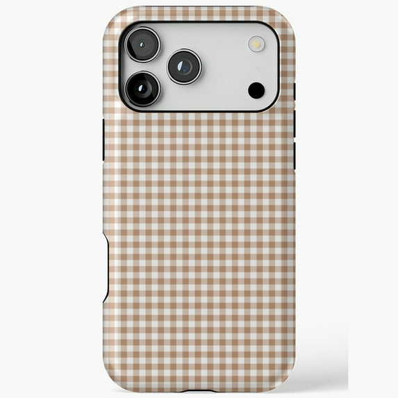 A Light Brown Gingham Check Plaid Themed Pattern iPhone 11 through 17 ...