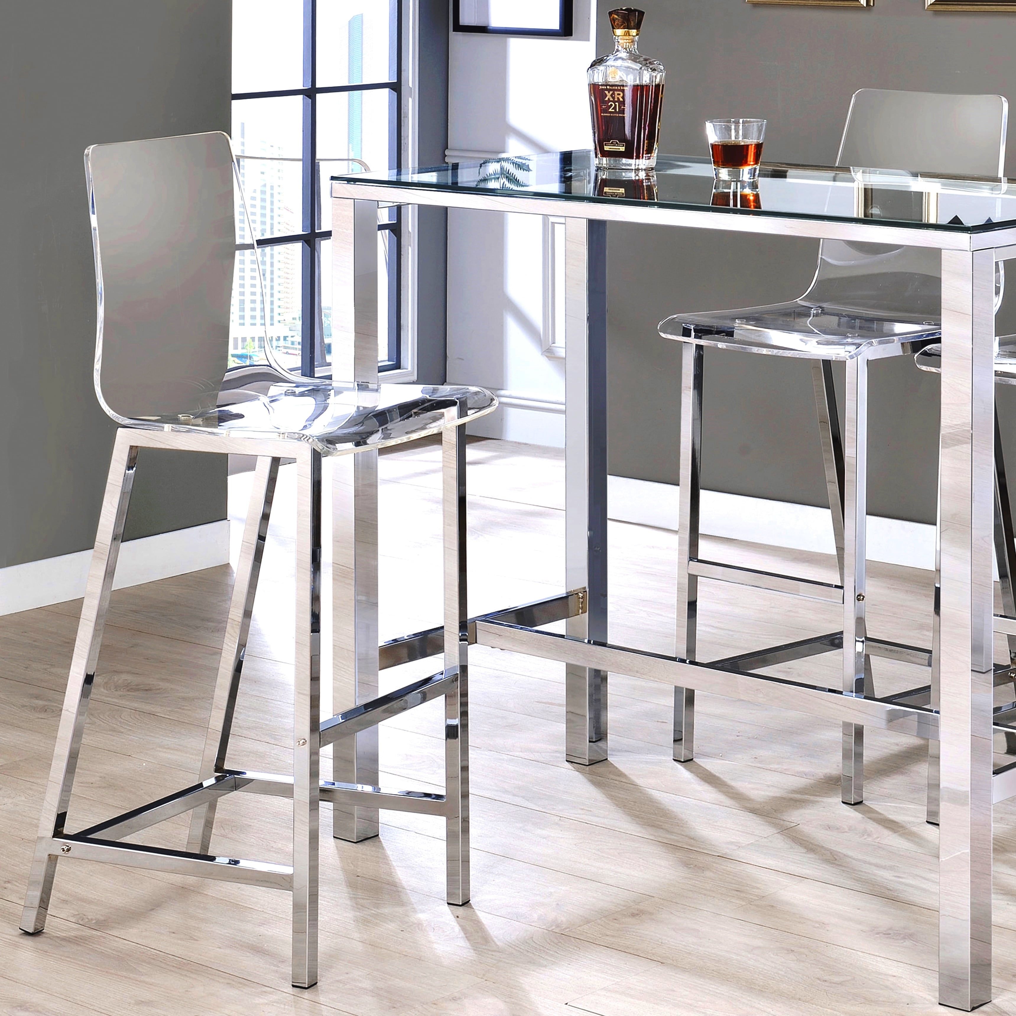 A Line Furniture Sleek Design Clear Acrylic with Chrome Base Bar Stools ...