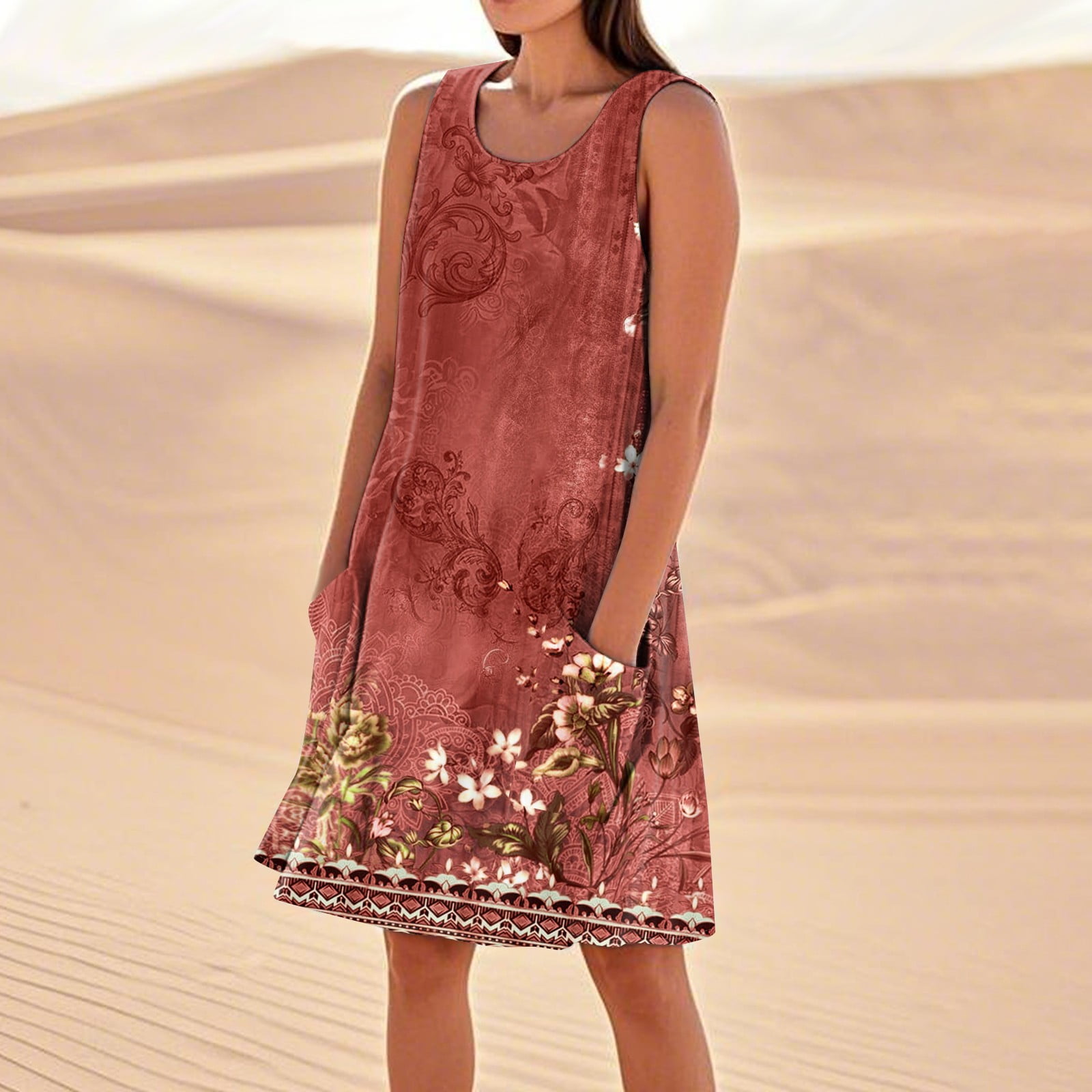 A Line Tank Dresses for Women Fashion Summer Sleeveless Sundress Casual ...