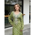 A-Line Woven Tonal Damask Maxi Dress with Ornate Floral Bib Embroidery ...