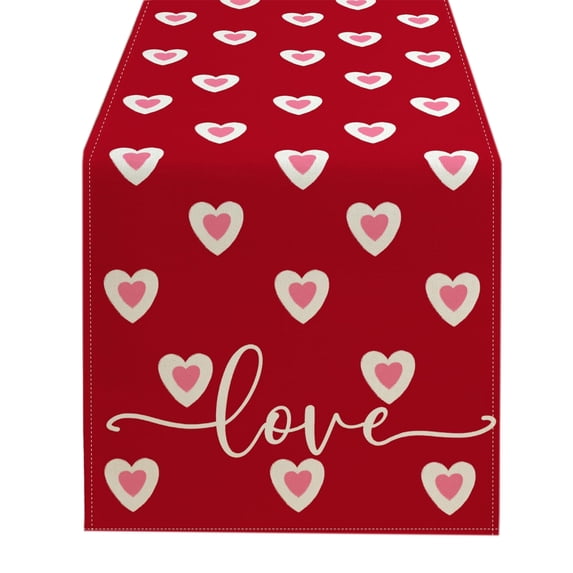 A Linen Table Runner 13X72 Inch With Heart Pattern For Valentine S Day ...