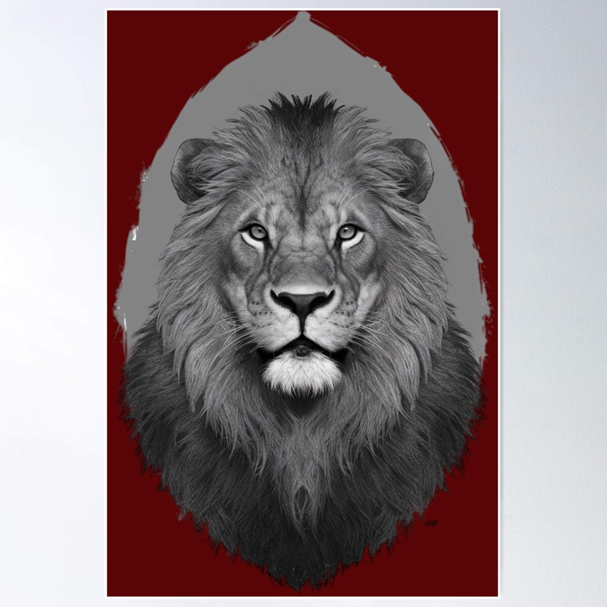 A Lion'S Head With A Large Mane Poster Wall Art, Modern Wall Decor For ...