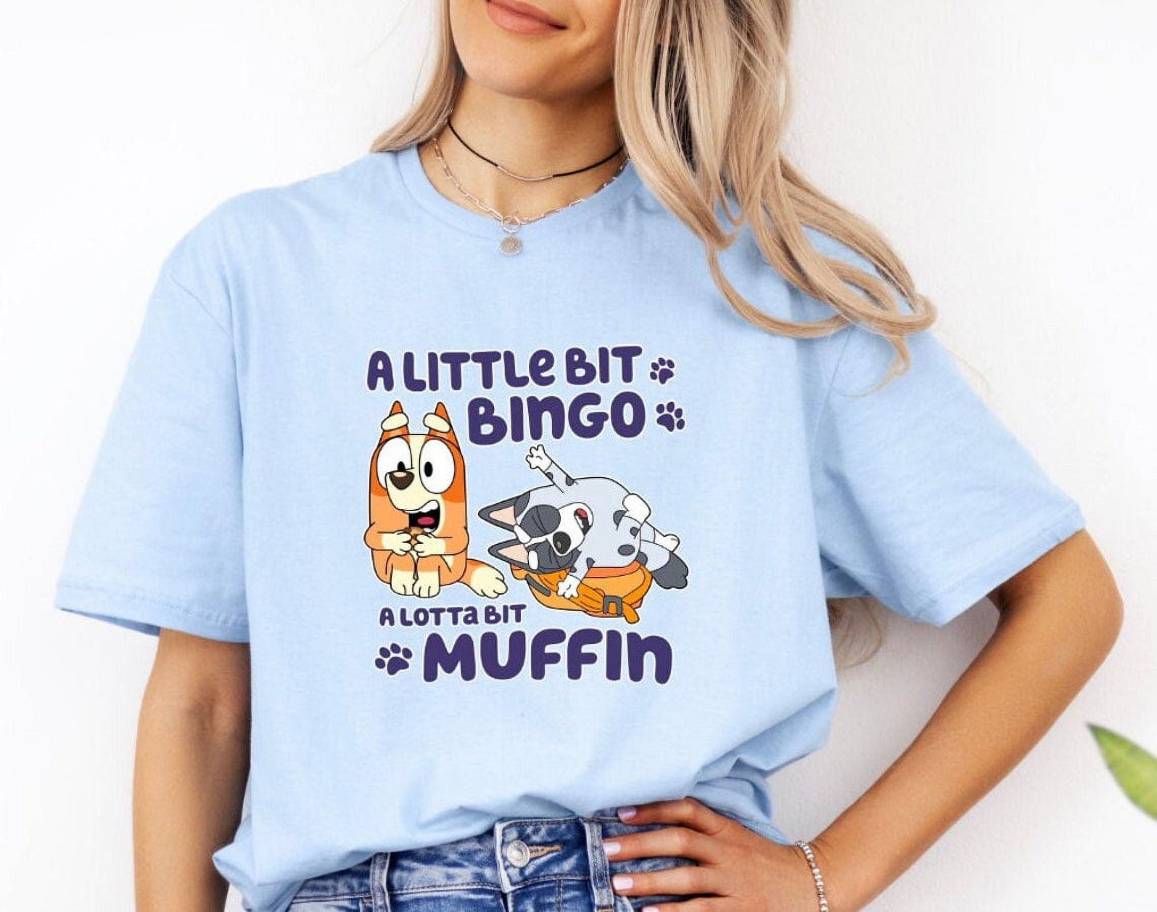 A Little Bit Bingo A Lotta Bit Muffin Bluey Shirt, Cartoon Bluey Kids ...