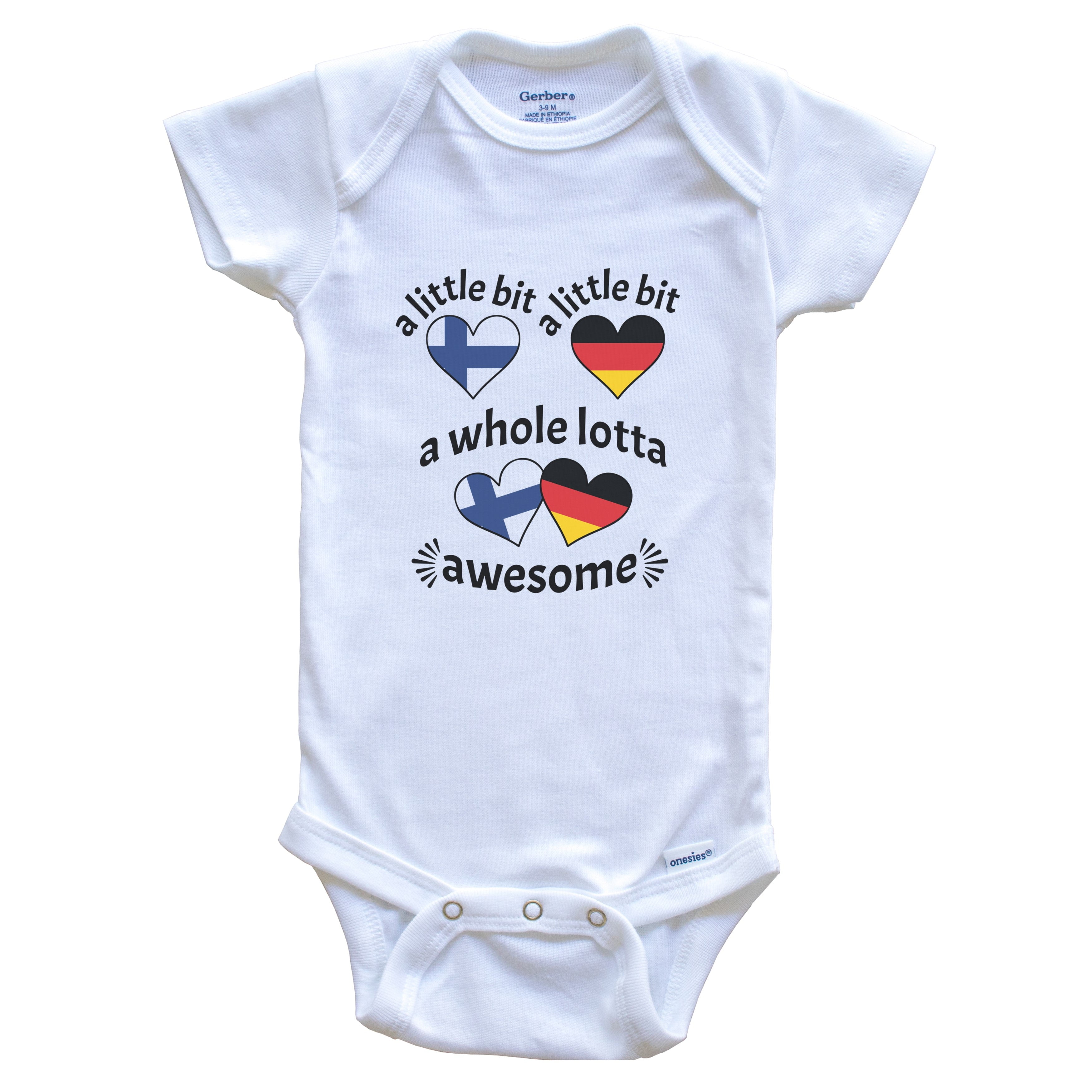 A Little Bit Finnish German Finland Germany Heart Flags Baby Bodysuit ...