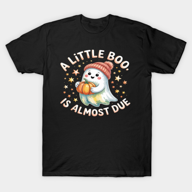 A Little Boo Is Almost Due Funny Cute Halloween Pregnancy Retro Reveal ...