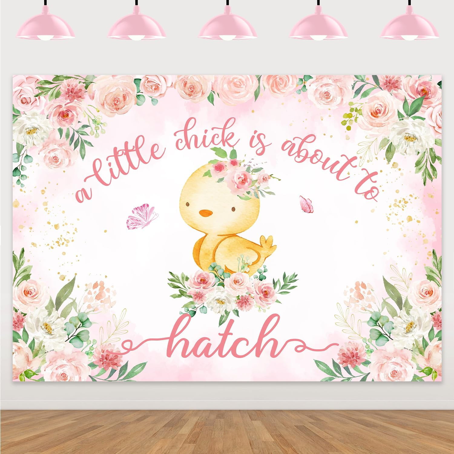 A Little Chick is About to Hatch Baby Shower Backdrop Decoration Pink ...