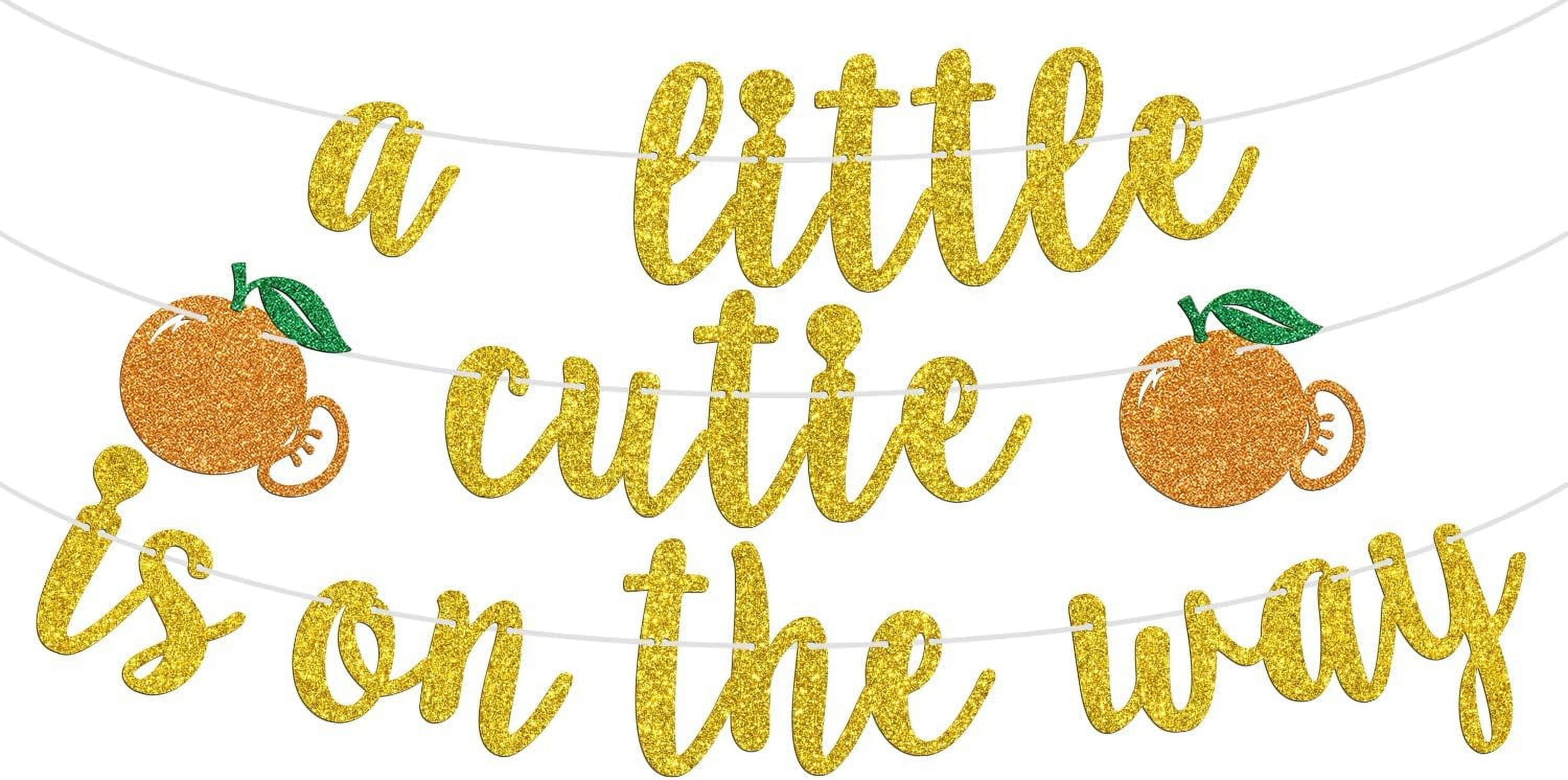 A Little Cutie is on the Way Banner,Friut Welcome Baby Sign, Orange ...