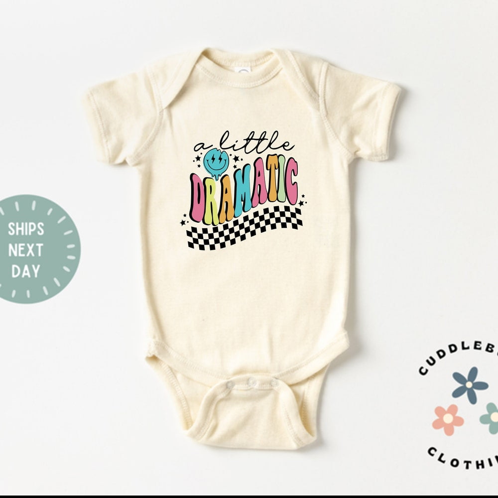 A Little Dramatic Baby Bodysuit, Retro Drama Queen Baby Bodysuit, Funny ...