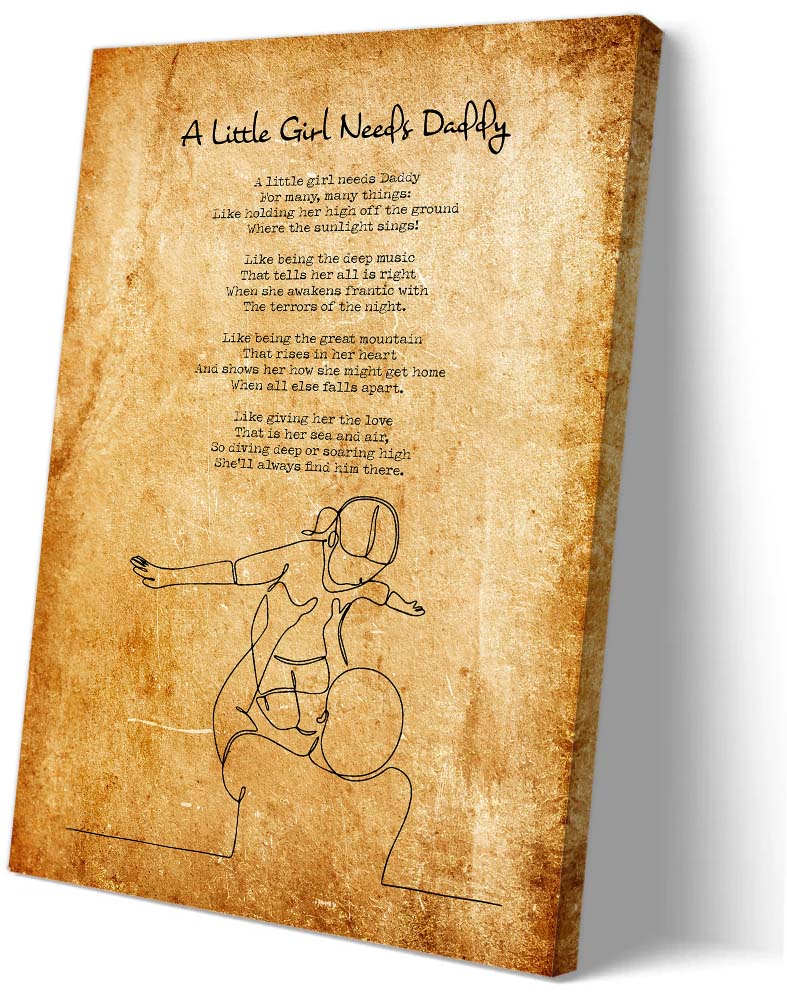 A Little Girl Needs Daddy Poem Posters Poetry Wall Artwork for Bathroom ...