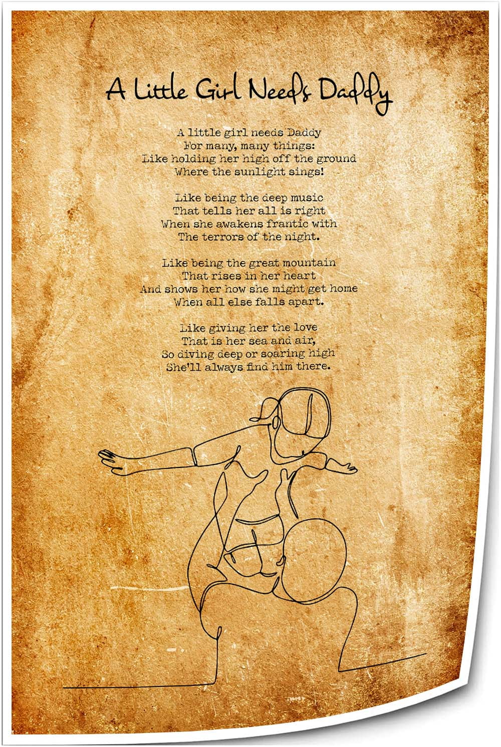 A Little Girl Needs Daddy Poem Posters Poetry Wall Artwork for Bathroom ...