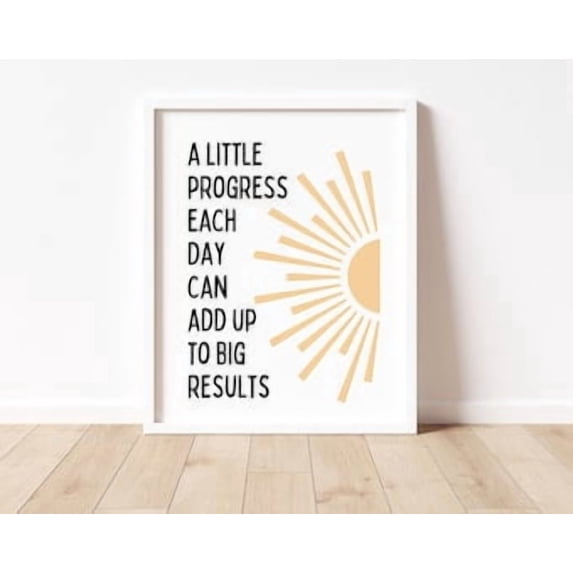 A Little Progress Each Day Quote Poster Motivational Office Wall Decor ...