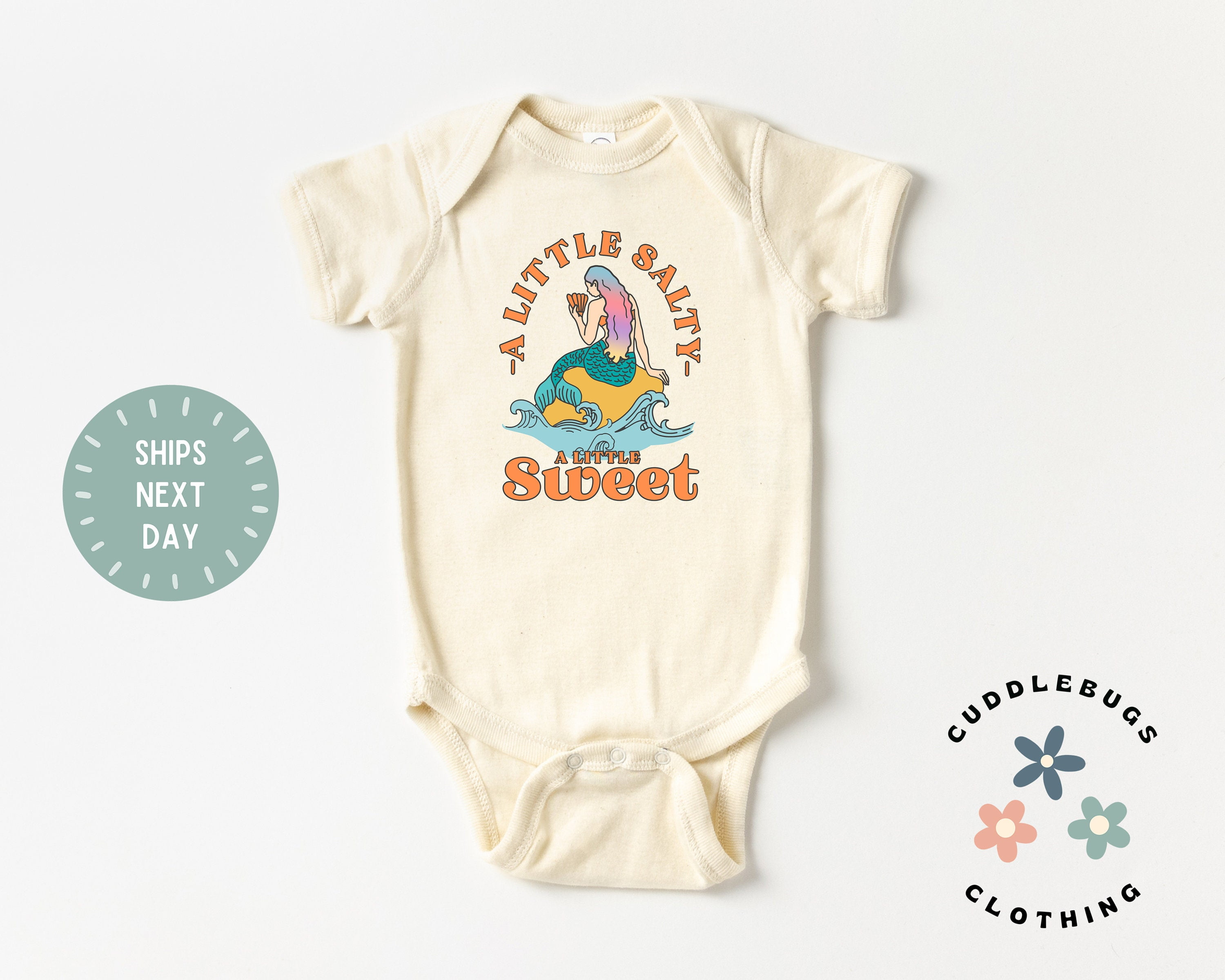 A Little Salty A Little Sweet Baby Girl Onesies Bodysuit, Retro Mermaid ...