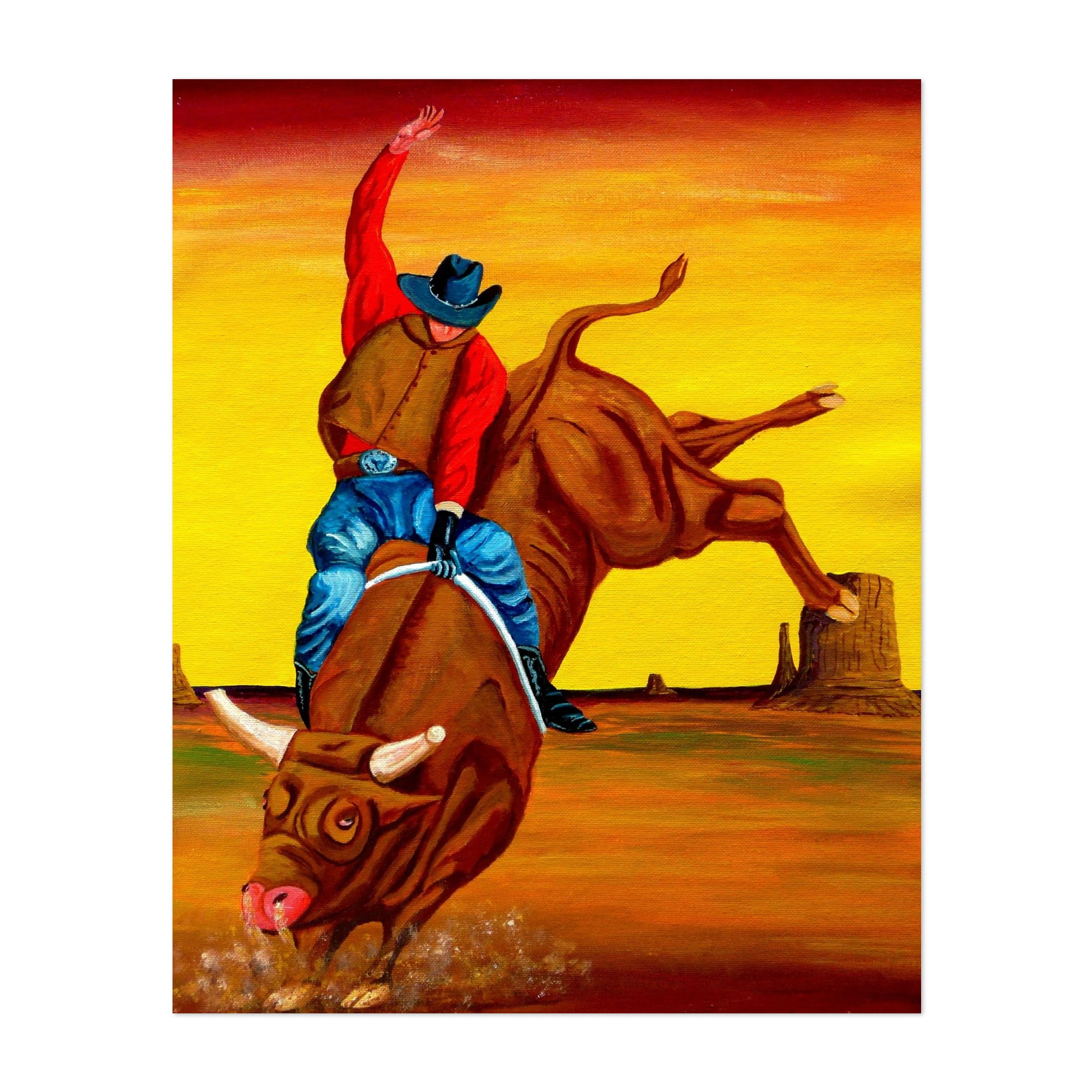 A Long Eight Seconds - Painting Western Cowboy Animal Desert Rustic ...
