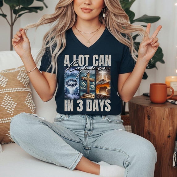 A Lot Can Happen In 3 Days Shirt Christian Easter Cross Scene Shirt ...