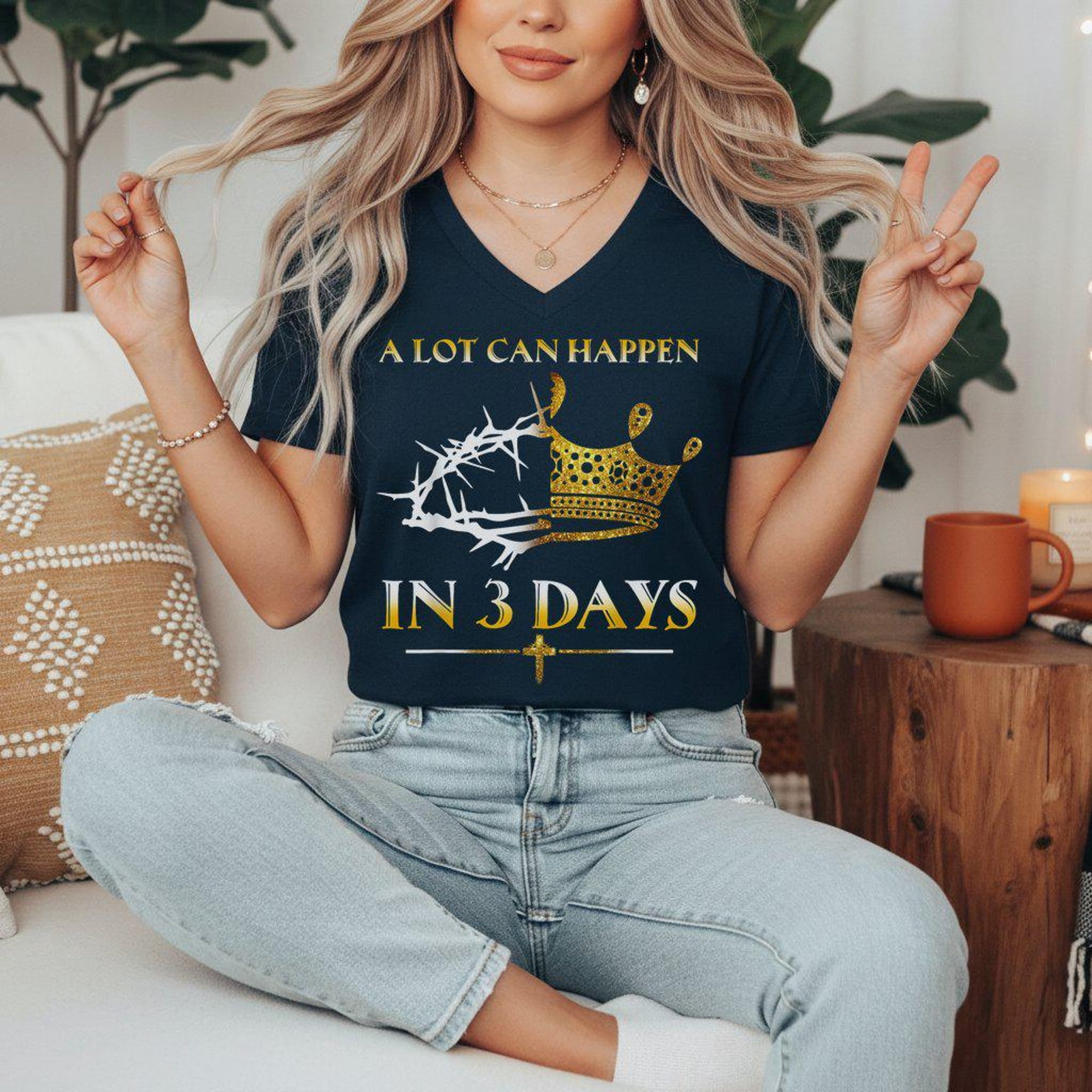 A Lot Can Happen In 3 Days Shirt Christian Easter Tee Crown Cross ...