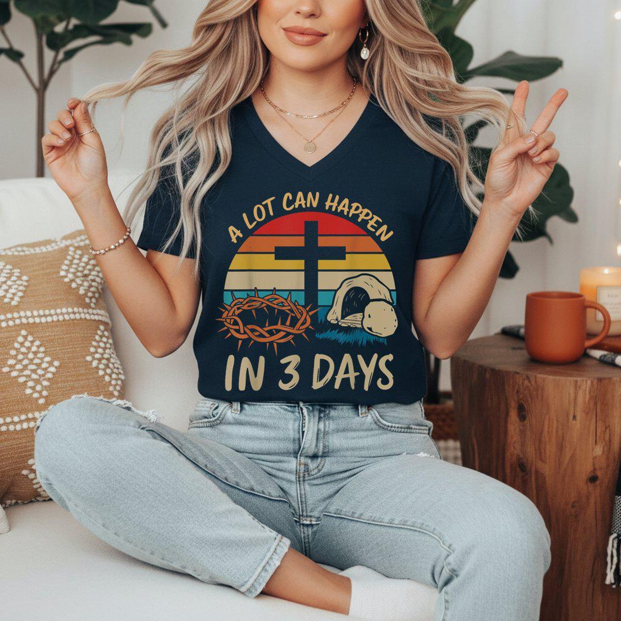 A Lot Can Happen In 3 Days Shirt Christian Easter Tee Rainbow Faith ...