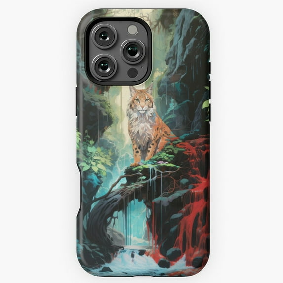 A Lynx on a Branch Wildlife Art Phone Case Compatible iPhone 17 through ...