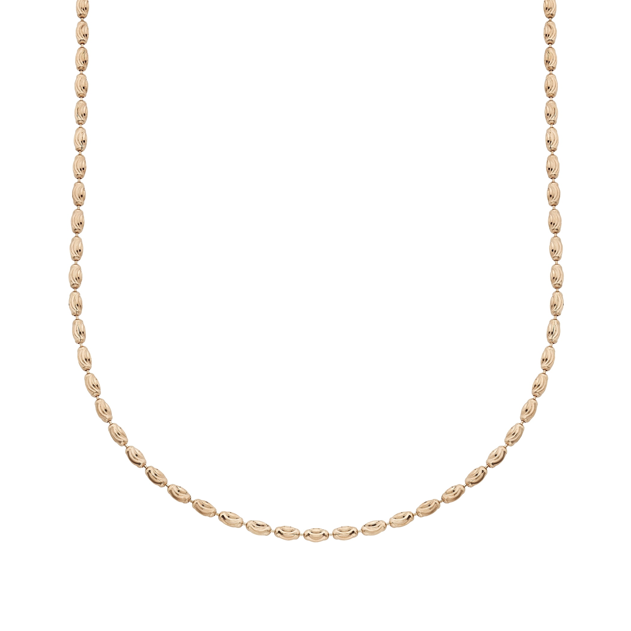 A&M 18k Rose Gold Plated Sterling Silver 2mm Moon-Cut Rice Chain ...