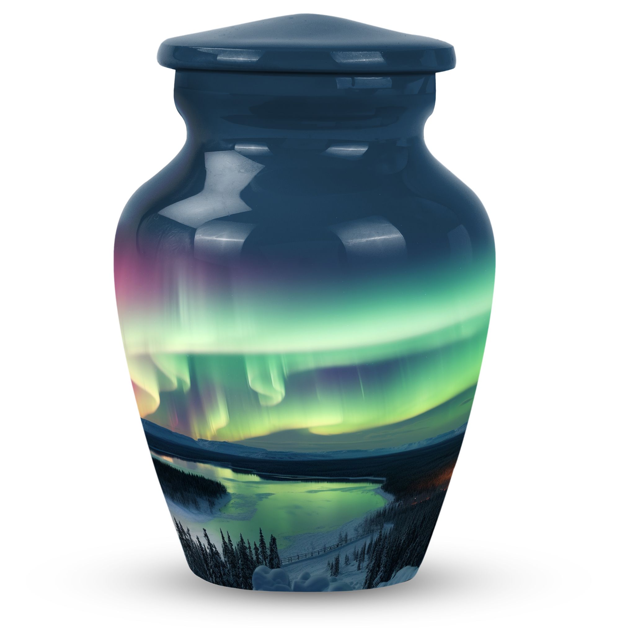 A Magical Night Over Winter Forest - Petite Keepsake Urn for Adult ...