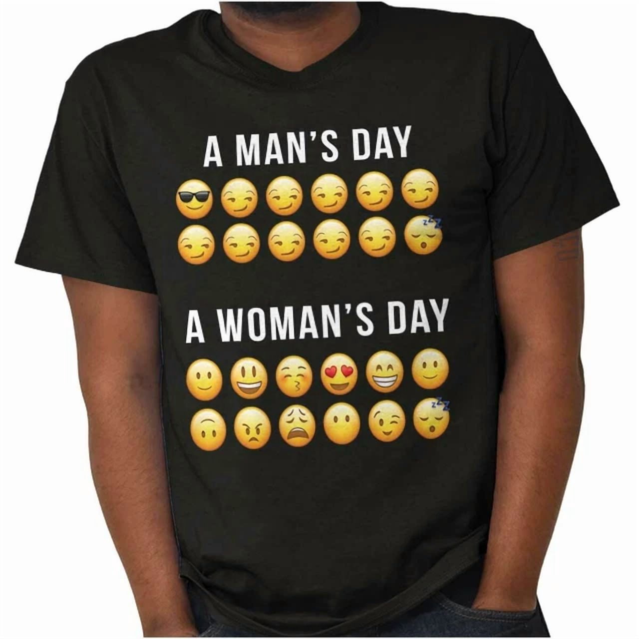 A Man'S Day A Woman'S Day Emoticon Emoji Womens Or Mens Crewneck Shirt ...
