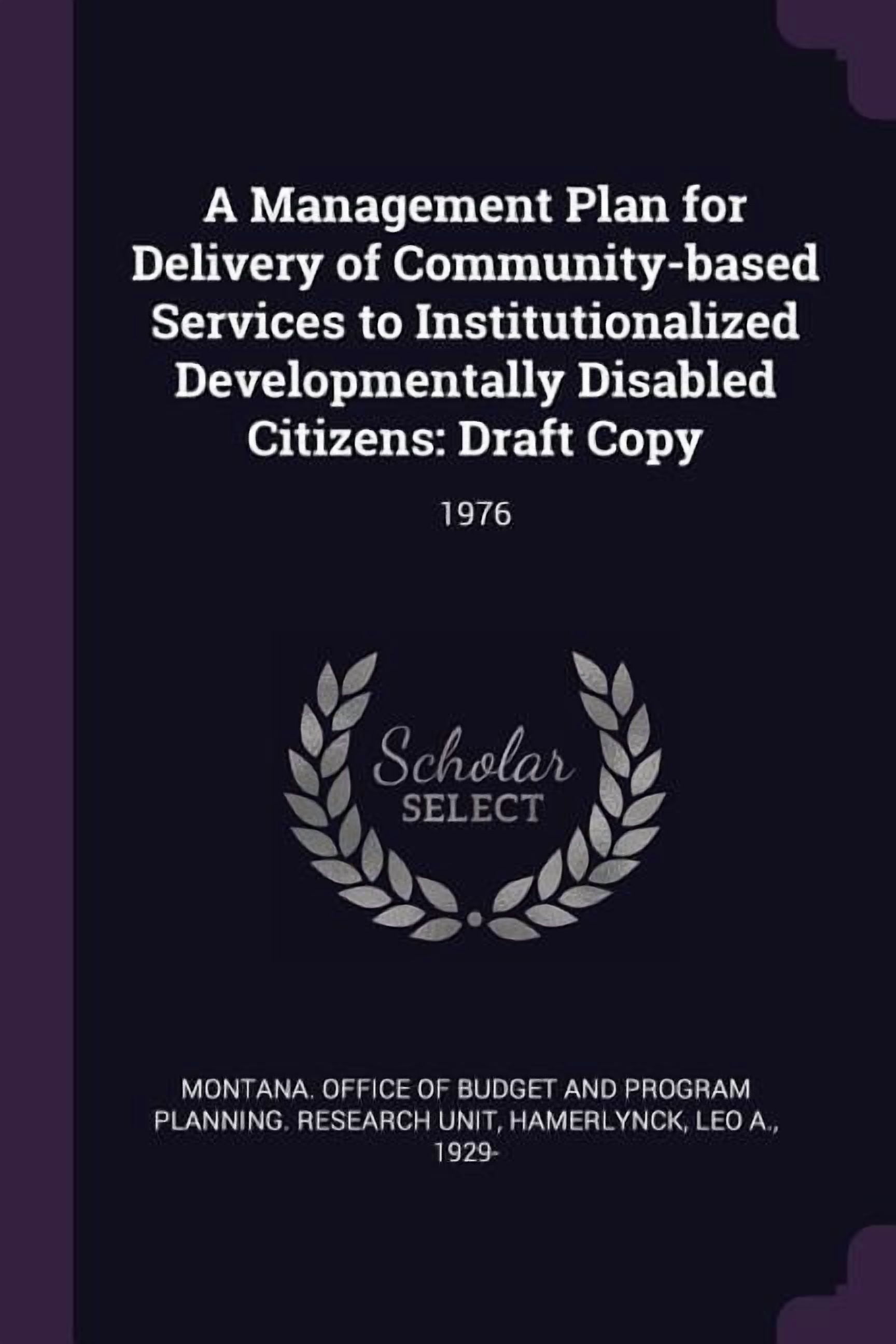 A Management Plan for Delivery of Community-based Services to ...