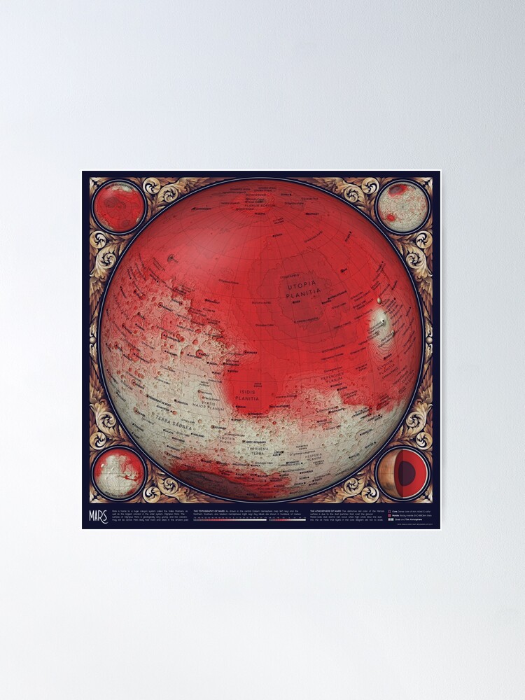 A Map of Mars Poster - Walmart.com