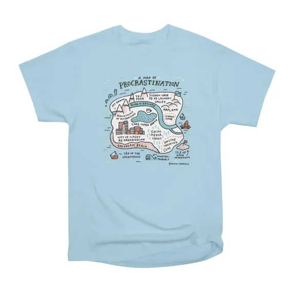 A Map of Procrastination T-Shirt Tee Gift For Him Merch For Her Apparel ...