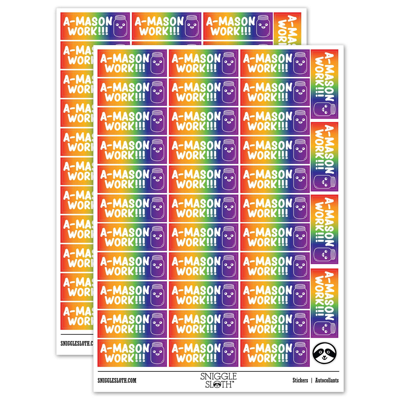 A-Mason Amazing Work Jar Teacher Student School Sticker Set - Rainbow ...