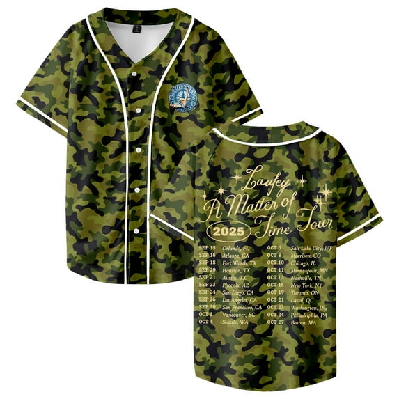 A Matter of Time Tour Baseball Jersey V-Neck Short Sleeve Button-up ...