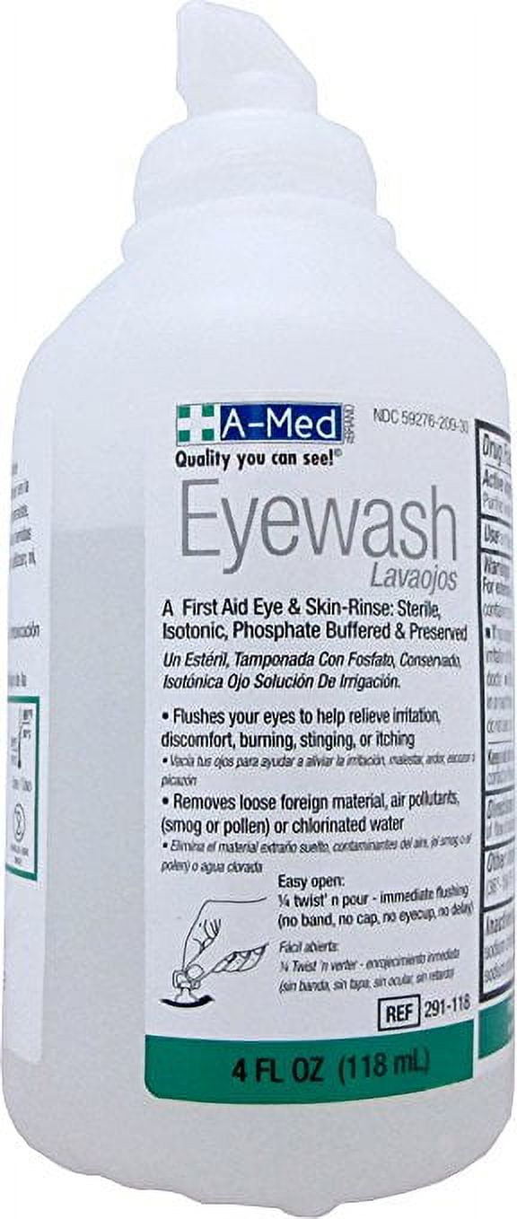 A-Med Eye Wash Disposable Adult Purified Water Solution, Multicolor, 4 ...
