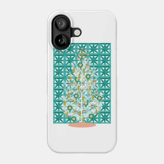 A Mid Century Modern Christmas Tree with a Retro Holiday Case for iPhone 11, 12, 13, 17 ...