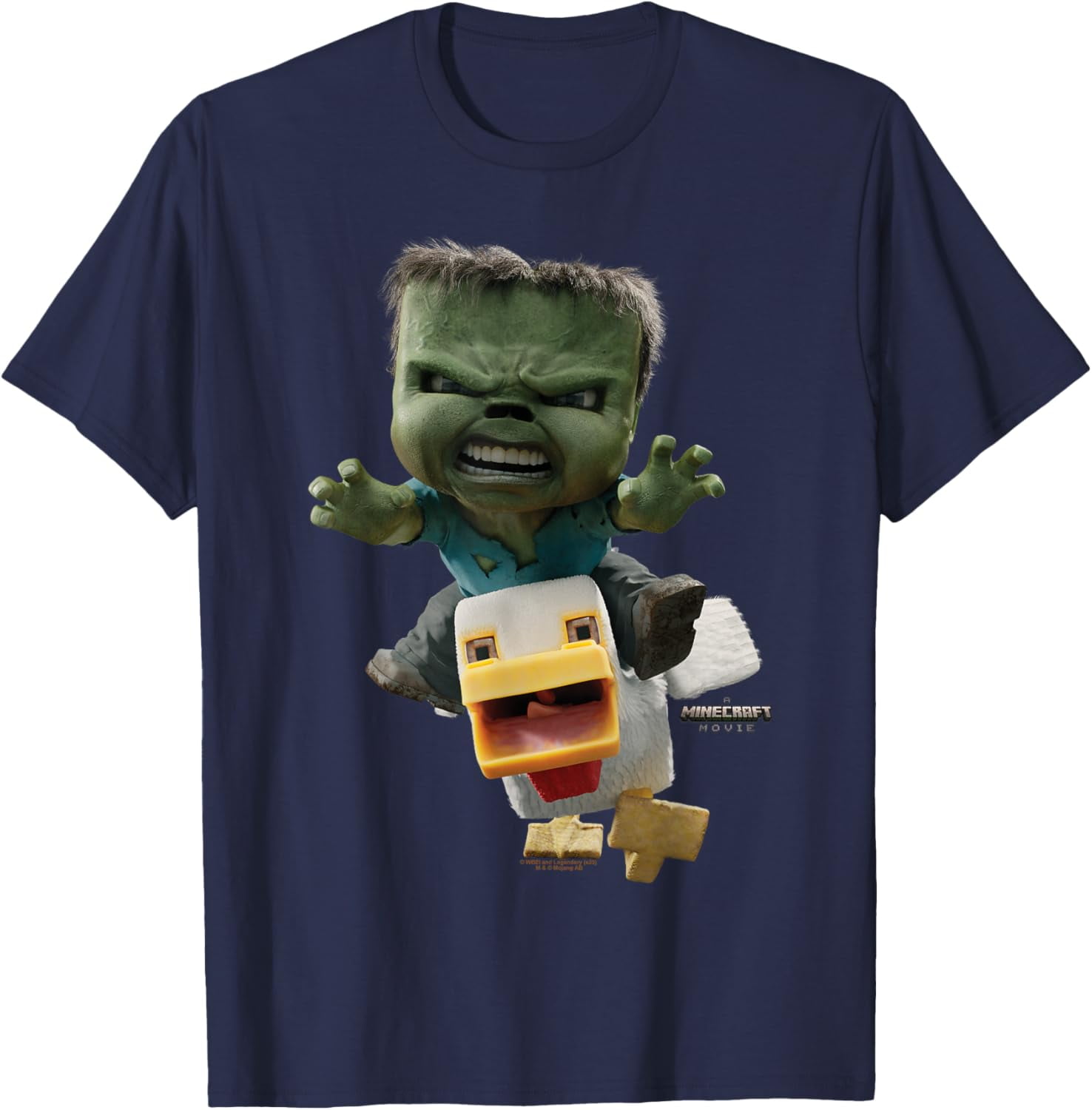A Minecraft Movie Chicken Jockey Baby Zombie Attack T-Shirt Unisex S ...