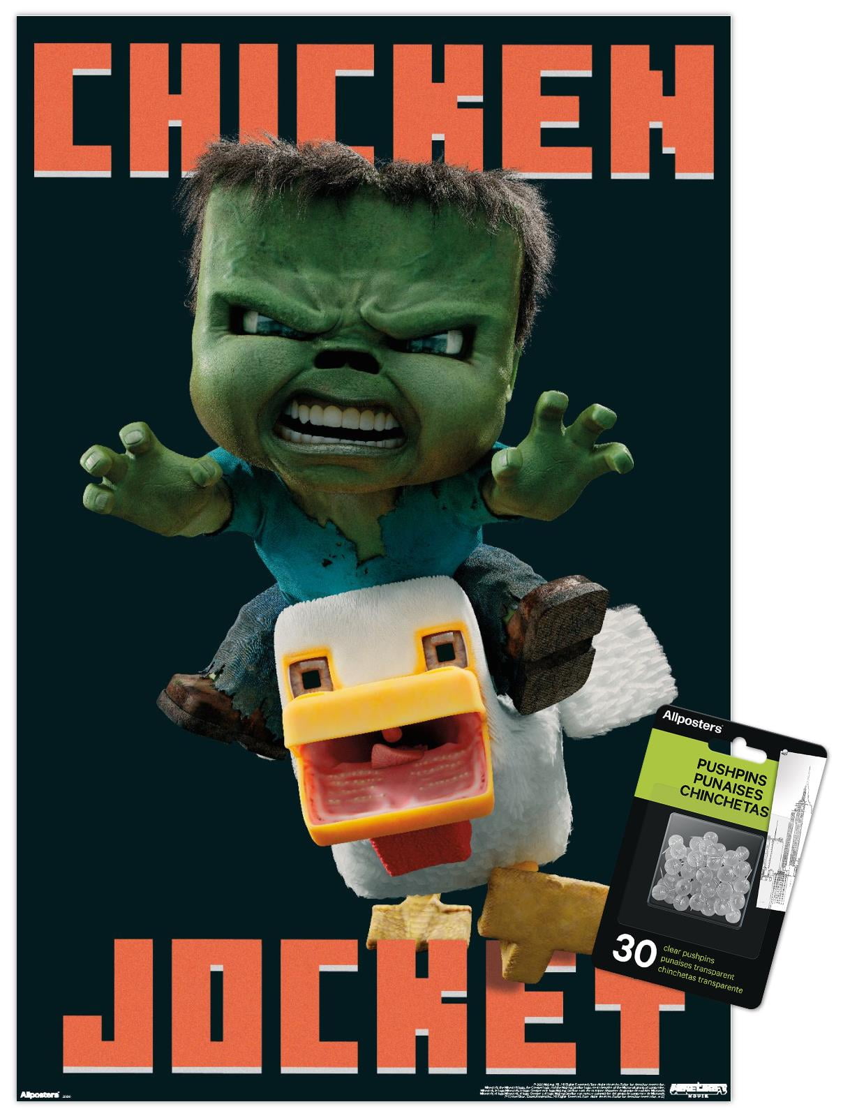 A Minecraft Movie - Chicken Jockey Wall Poster with Push Pins, 14.725 ...