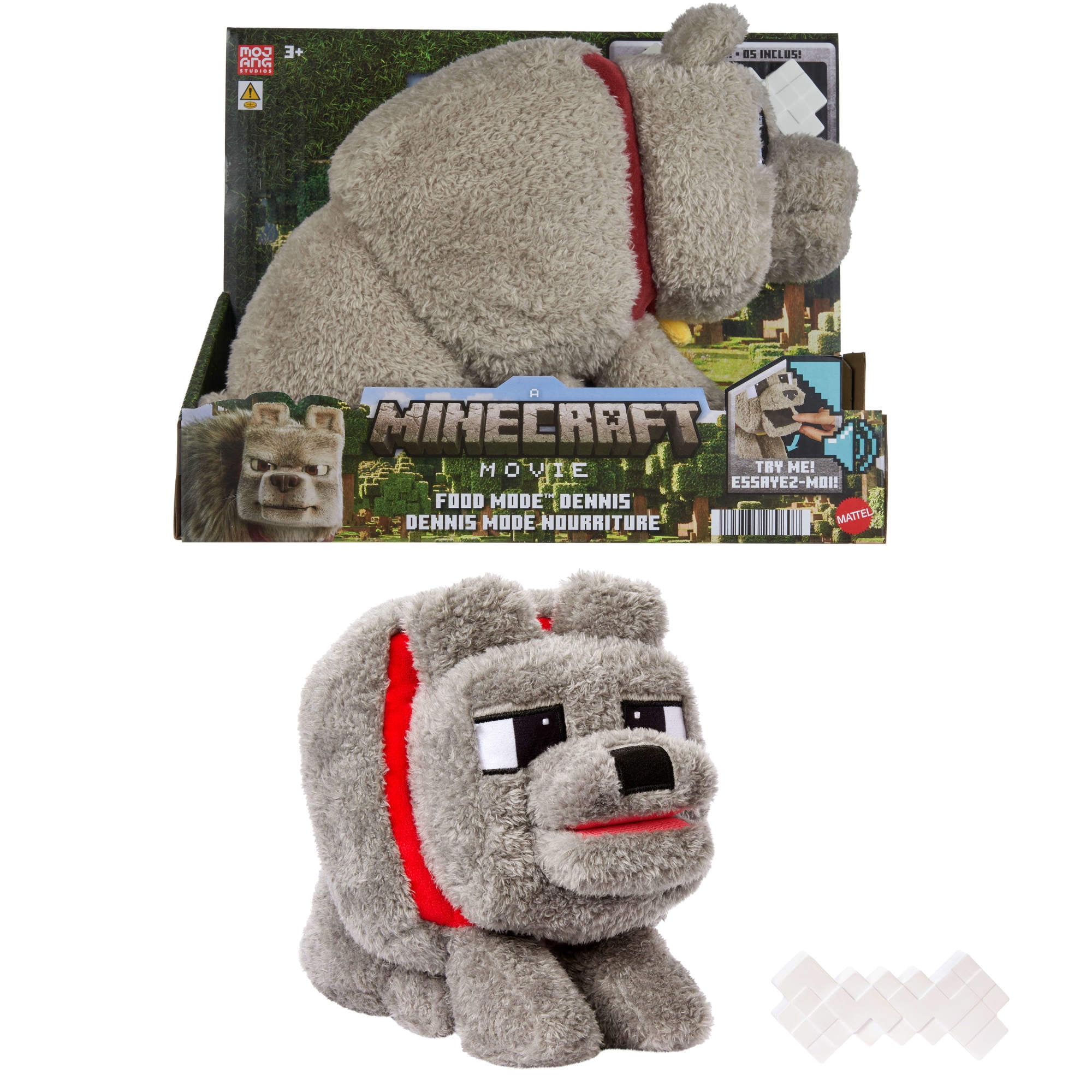 Minecraft Food Mode Dennis Plush Interactive Toy with Sounds & Bone ...