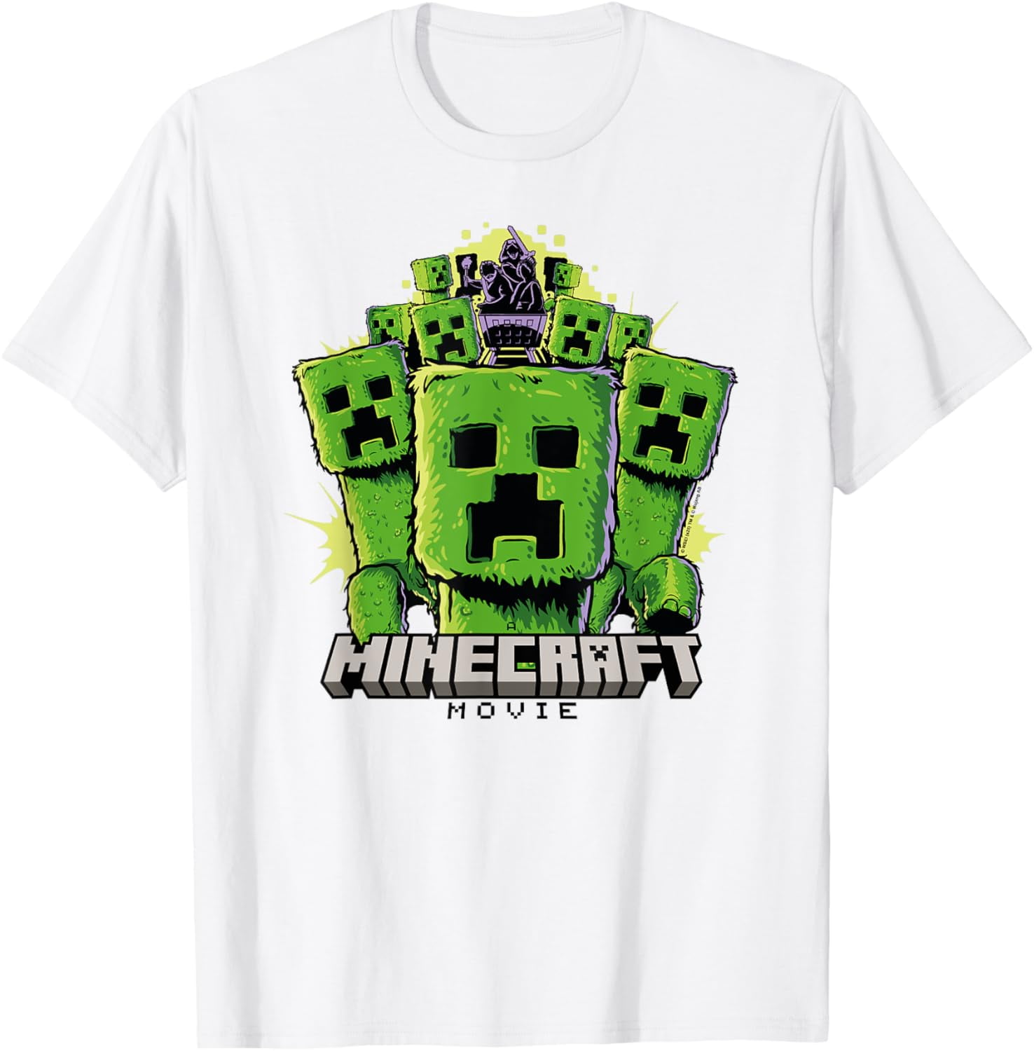 A Minecraft Movie Group Of Creepers Surrounding The Heroes T-Shirt ...